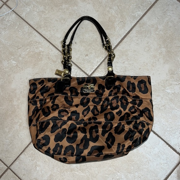 Coach | Bags | Coach Leopard Black Patent Leather Madison Tote | Poshmark